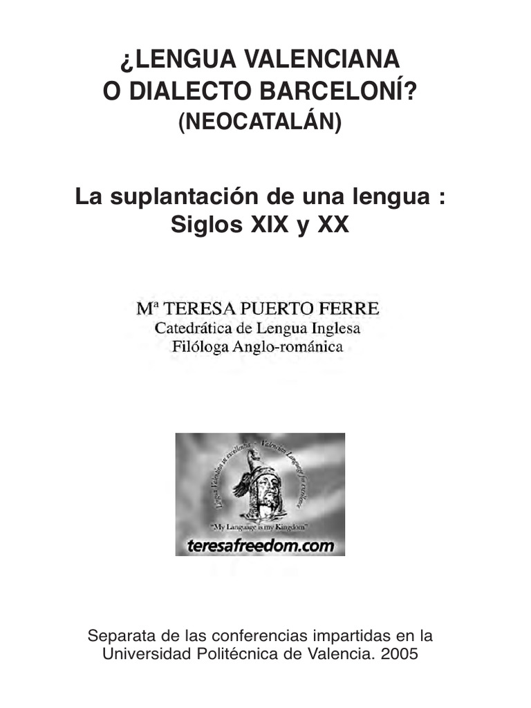 La Lengua Valenciana y su Suplantación | PDF | Cataluña | Dialecto