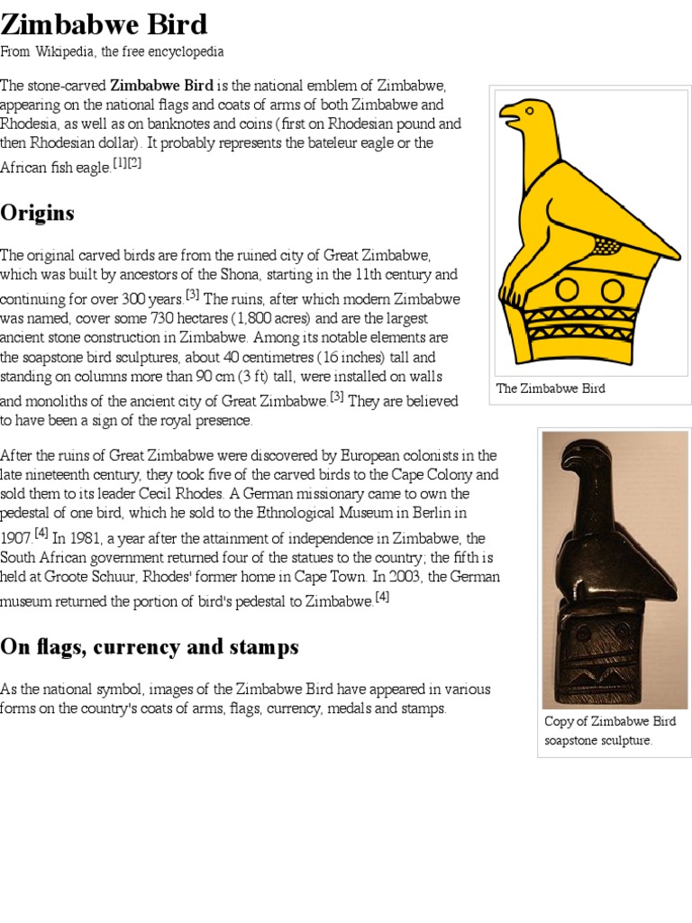 Zimbabwe Bird - Wikipedia, The Free Encyclopedia | PDF | Zimbabwe | Symbols
