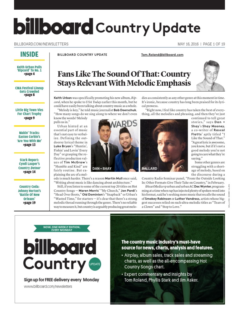 Billboard Country Update | PDF | American Country Music | Musicians