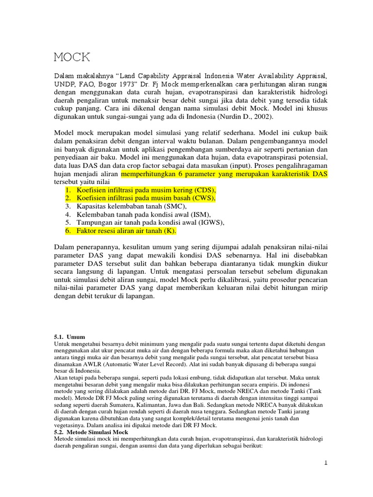 Simulasi Debit Sungai Metode Mock | PDF | Metode & Bahan Ajar ...