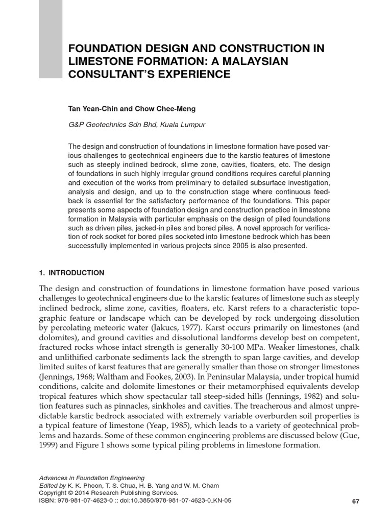Foundation Design and Construction in Limestone - Case Study | PDF ...