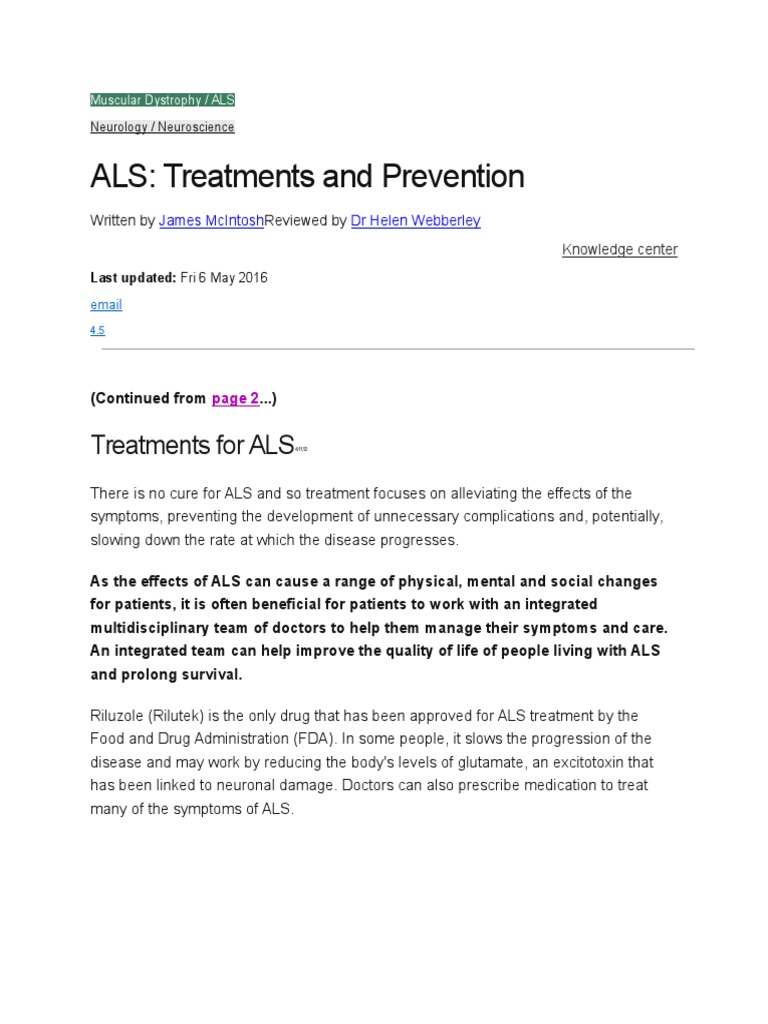 ALS: Treatments and Prevention | Download Free PDF | Amyotrophic ...