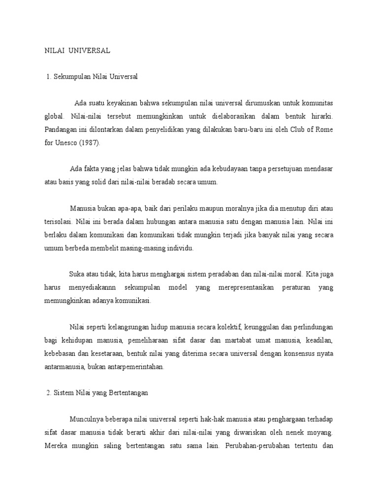 Nilai Universal | PDF