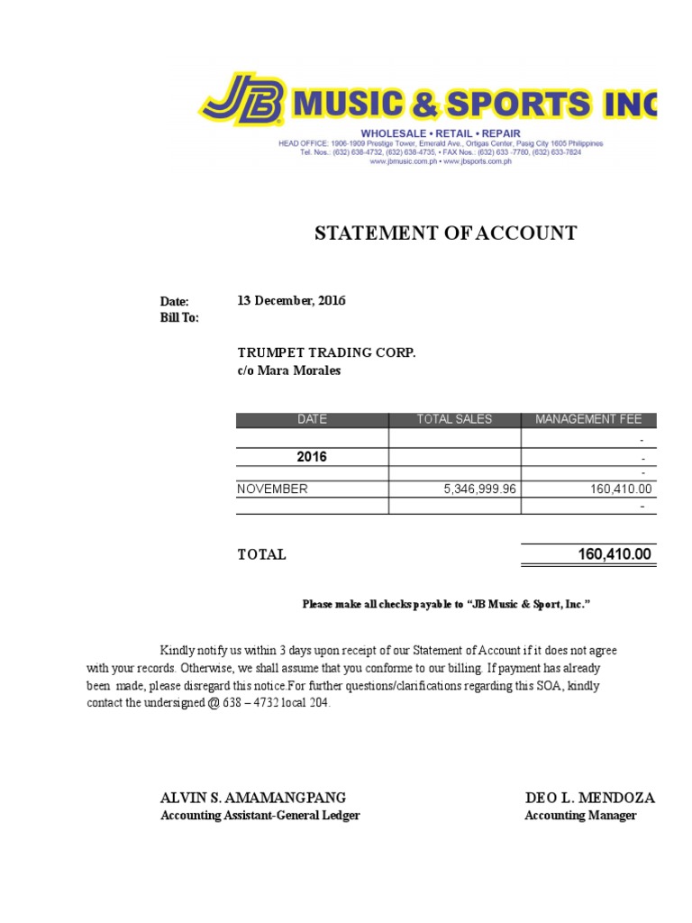 Statement of Account: 13 December, 2016 | PDF