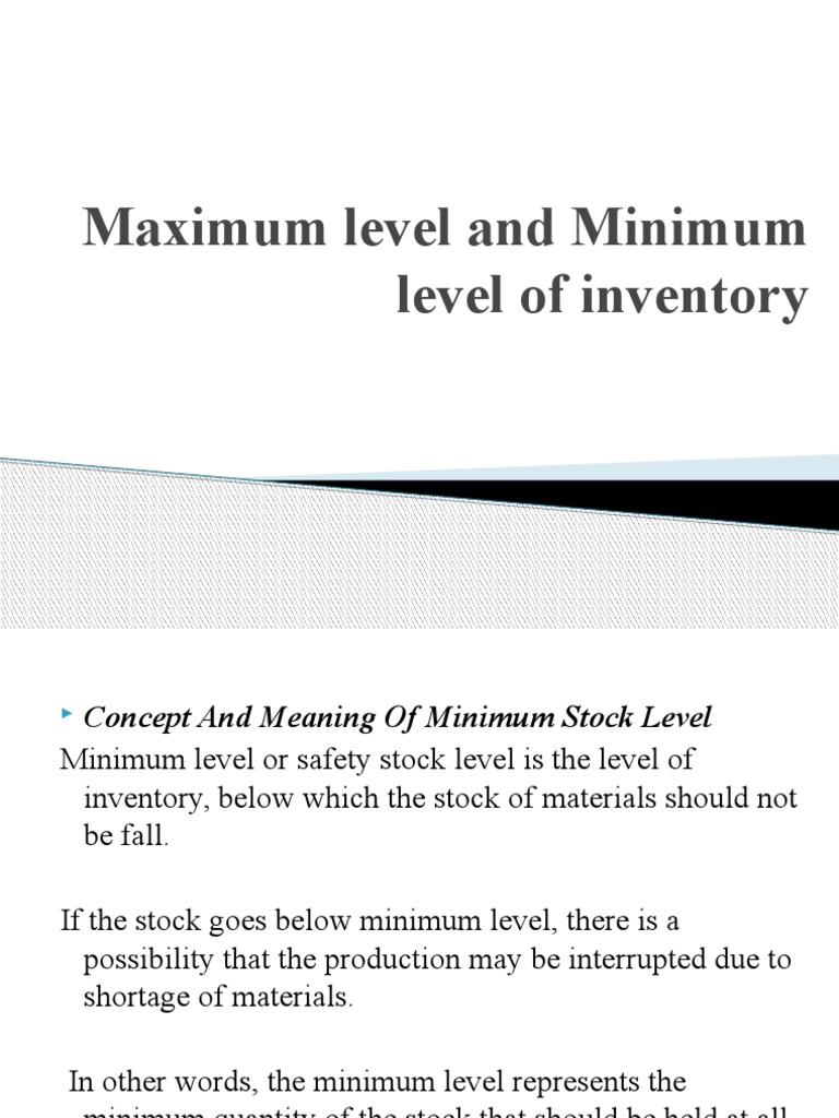 Maximum Level and Minimum Level of Inventory | PDF