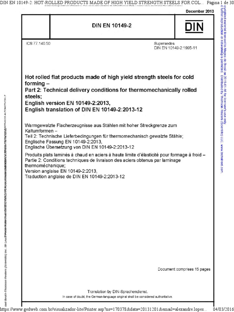 Din en 10149-2 (Only For Reference) | PDF | Materials | Building ...