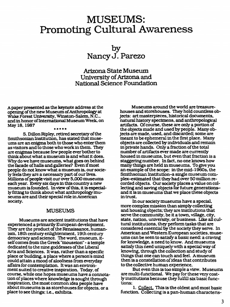 Museum: Promoting Cultural Awareness | PDF | Museum | Anthropology
