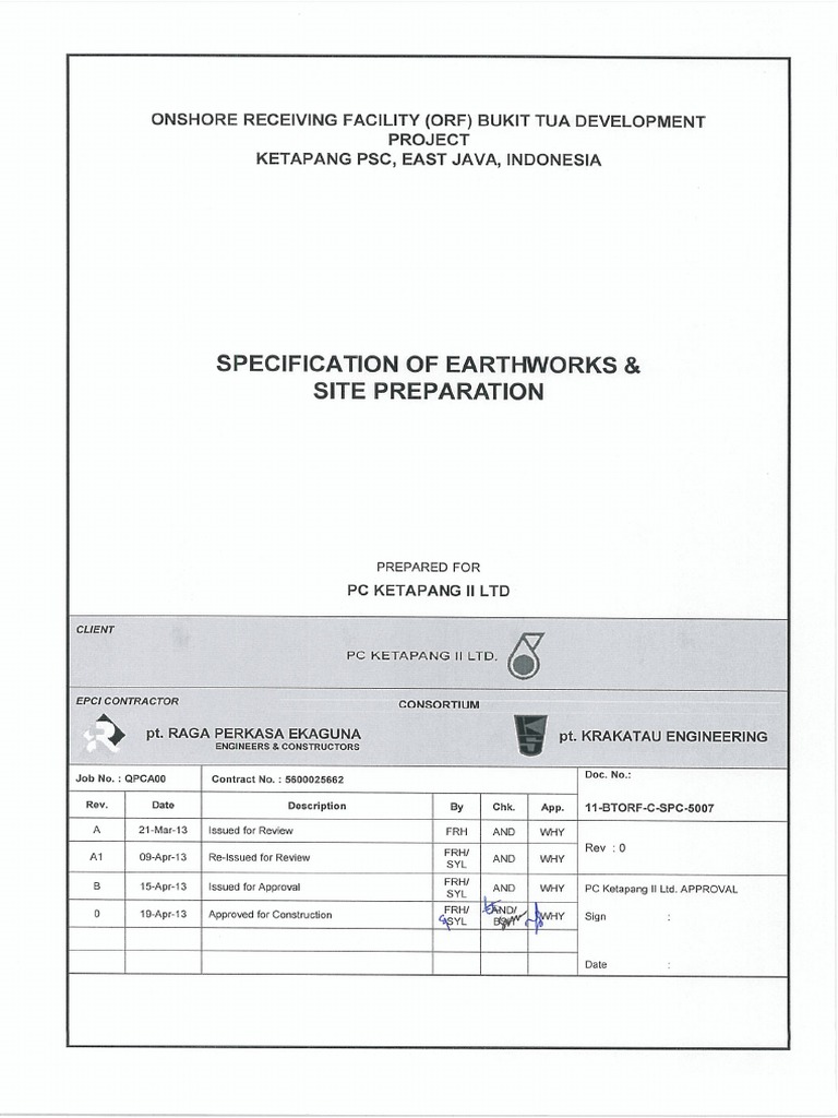 Specification of Earthworks & Site Preparation | PDF