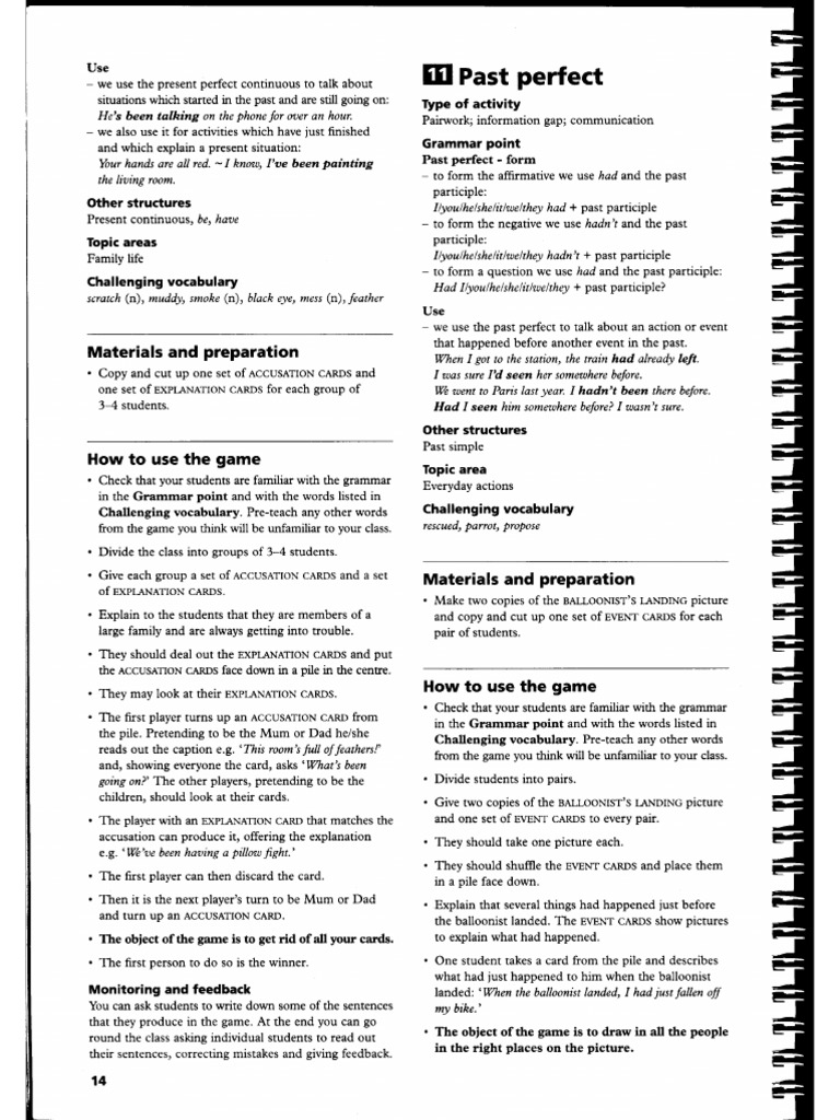 Grammar Games-Past Perfect | PDF