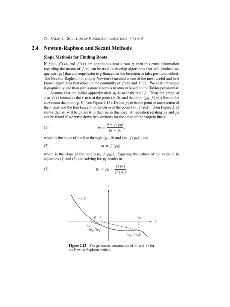 2.4 Newton-Raphson and Secant Methods: Slope Methods For Finding Roots | PDF | Algorithms ...