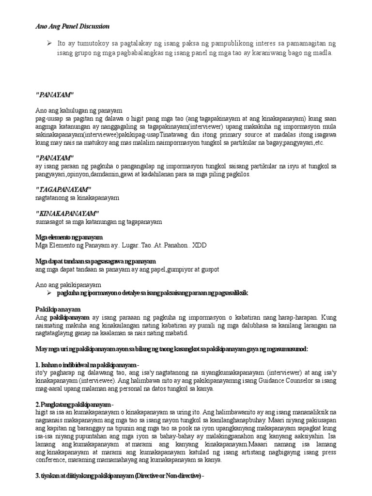 Ano Ang Panel Discussion | PDF
