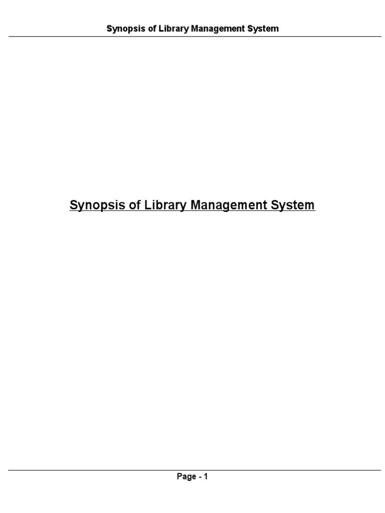 Synopsis of Library Management System | Model–View–Controller | Databases