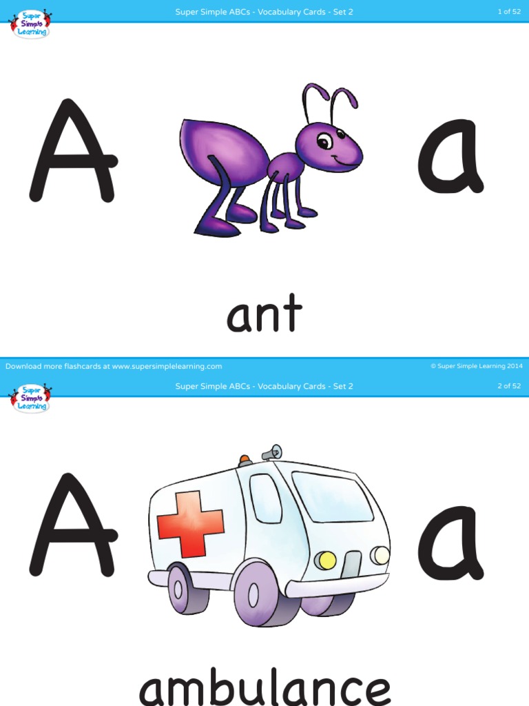 Alphabet Vocabulary Flashcards Set 2 PDF | PDF | Flashcard | Learning ...