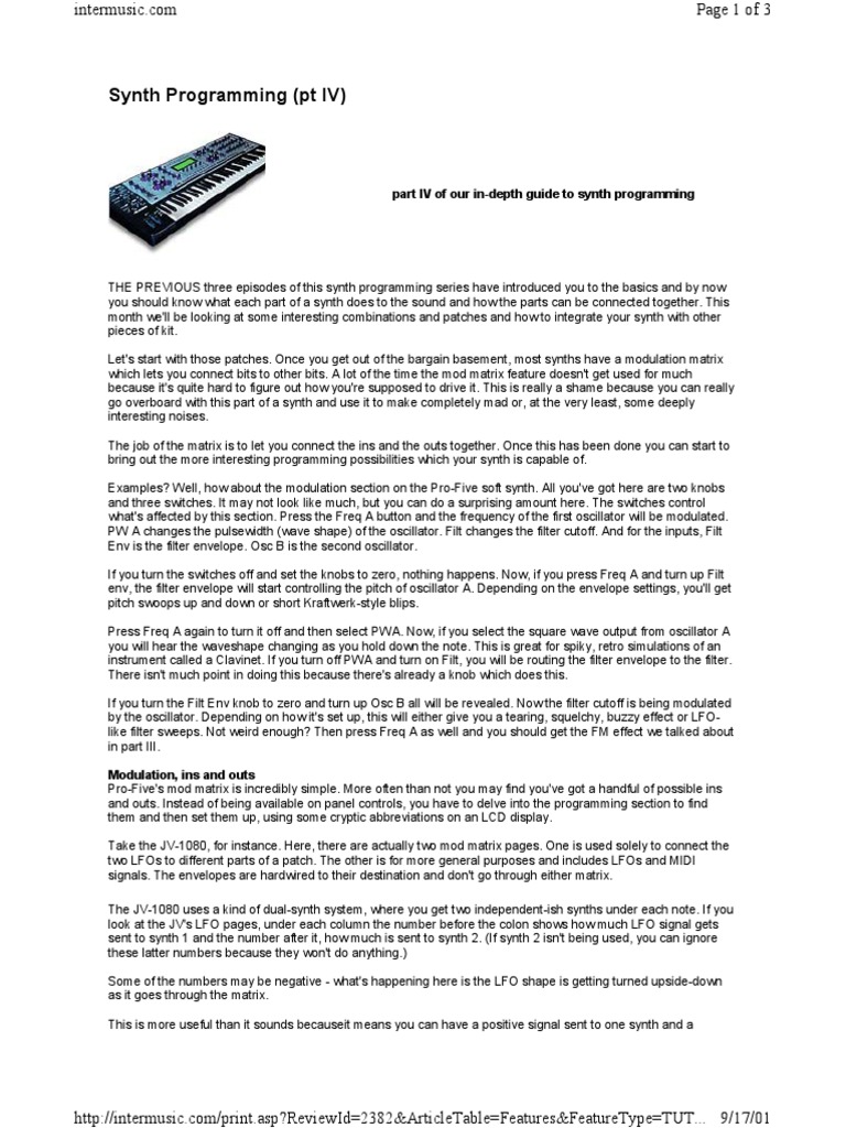 Intermusic - Synth Programming - 4 | PDF | Synthesizer | Sound