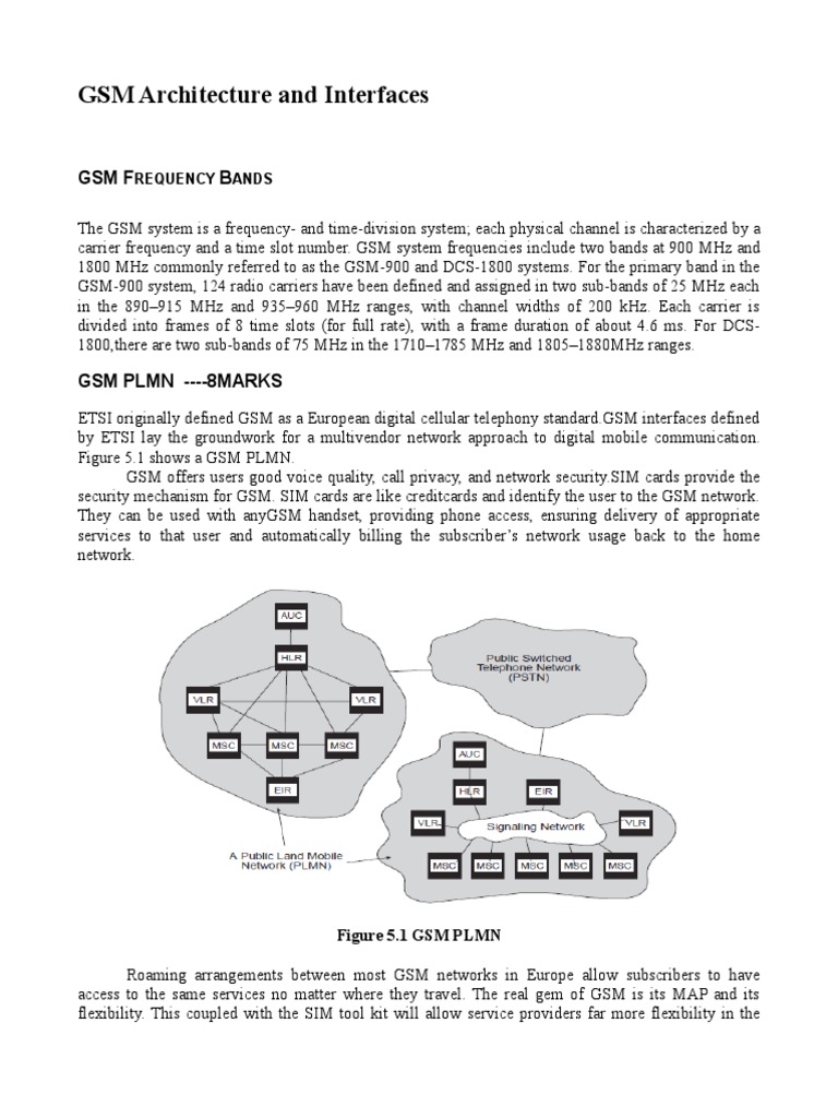Unit 1-Gsm Architecture & Interfaces | PDF | Osi Model | Computer ...