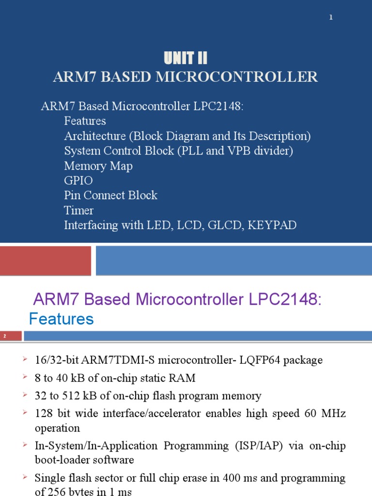 Unit 2 - ARM7 Based Microcontroller | PDF | Microcontroller | Arm ...