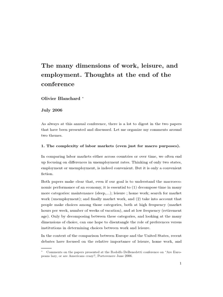 The Many Dimensions of Work | PDF | Gross Domestic Product | Unemployment