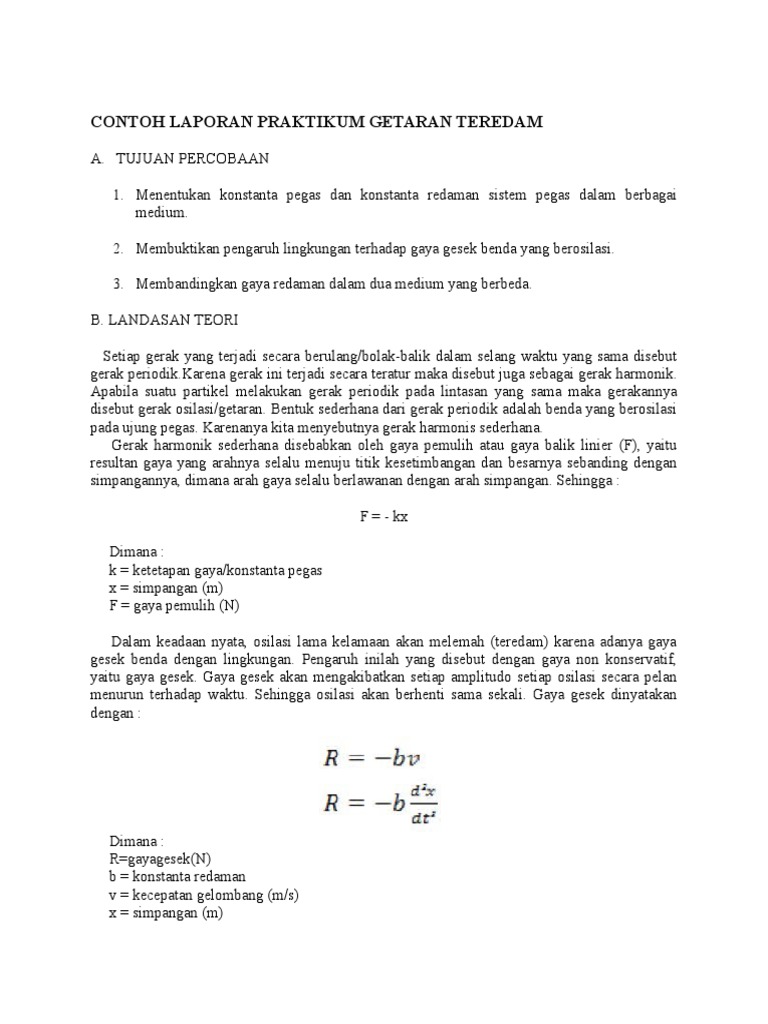 Contoh Laporan Praktikum Getaran Teredam | PDF