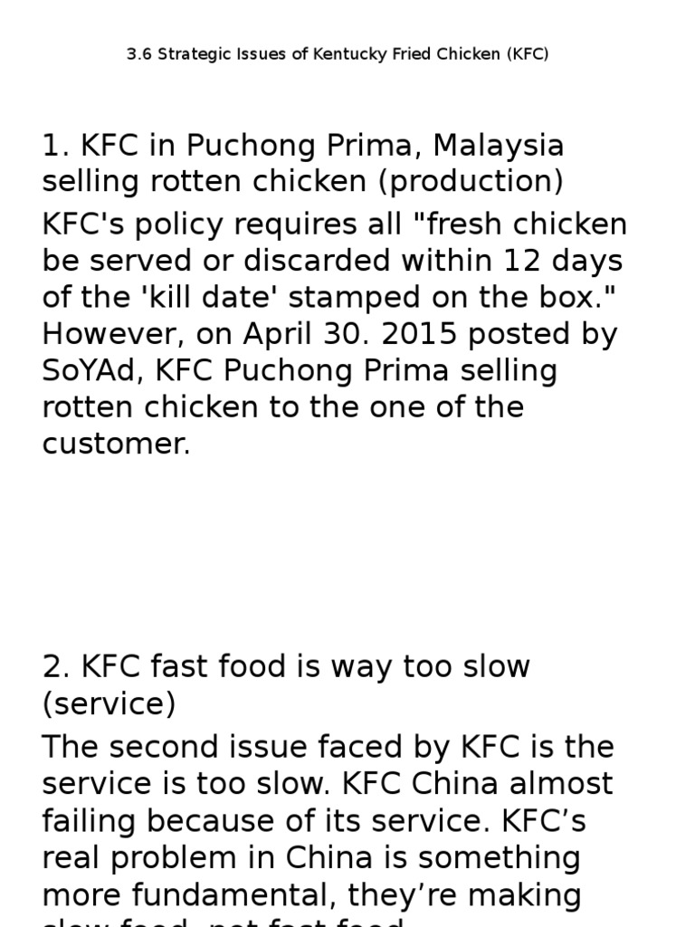 3.6 Strategic Issues of Kentucky Fried Chicken (KFC) | PDF | Home & Garden