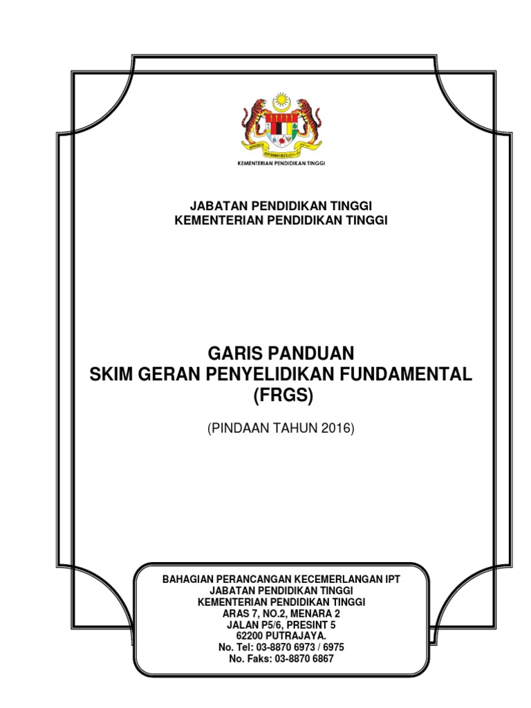 Panduan Permohonan Geran FRGS 2016 | PDF | Bisnis