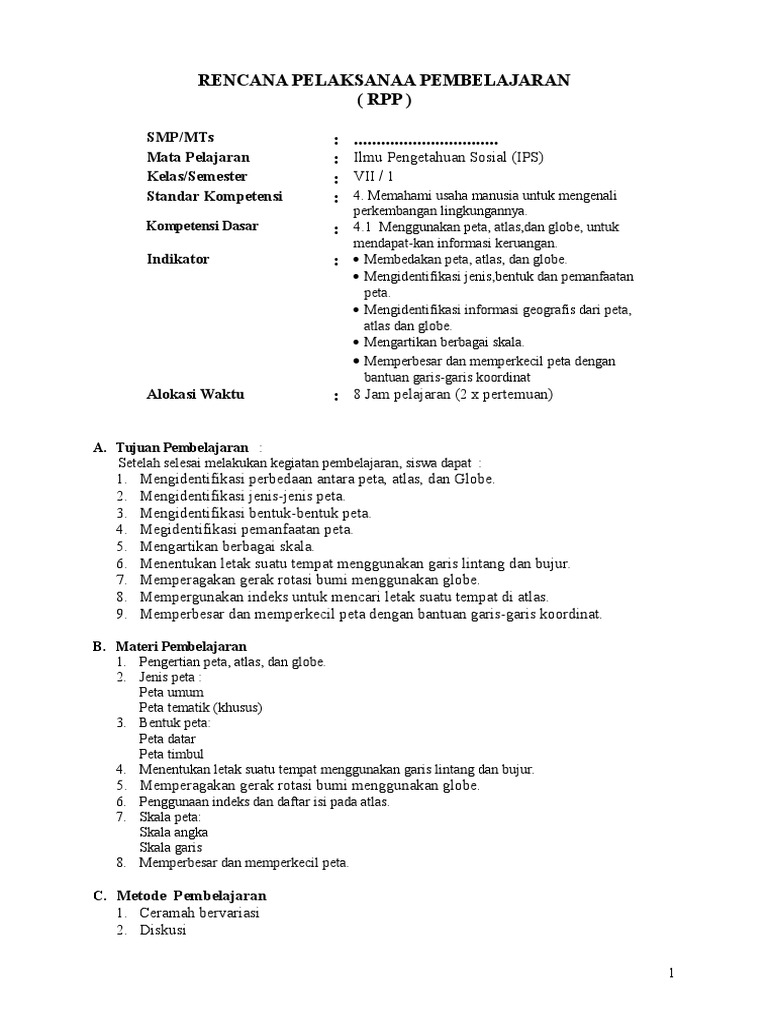 Contoh RPP Ips | PDF