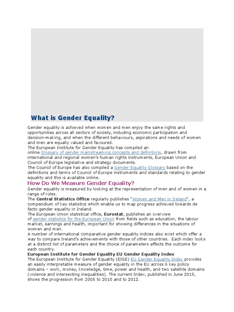 What Is Gender Equality | PDF | Gender Equality | Gender Studies