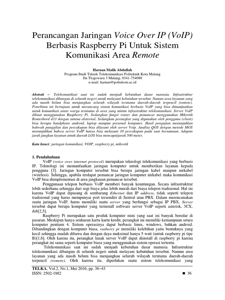 Perancangan Jaringan Voice Over IP (VoIP) Berbasis Raspberry Pi Untuk ...