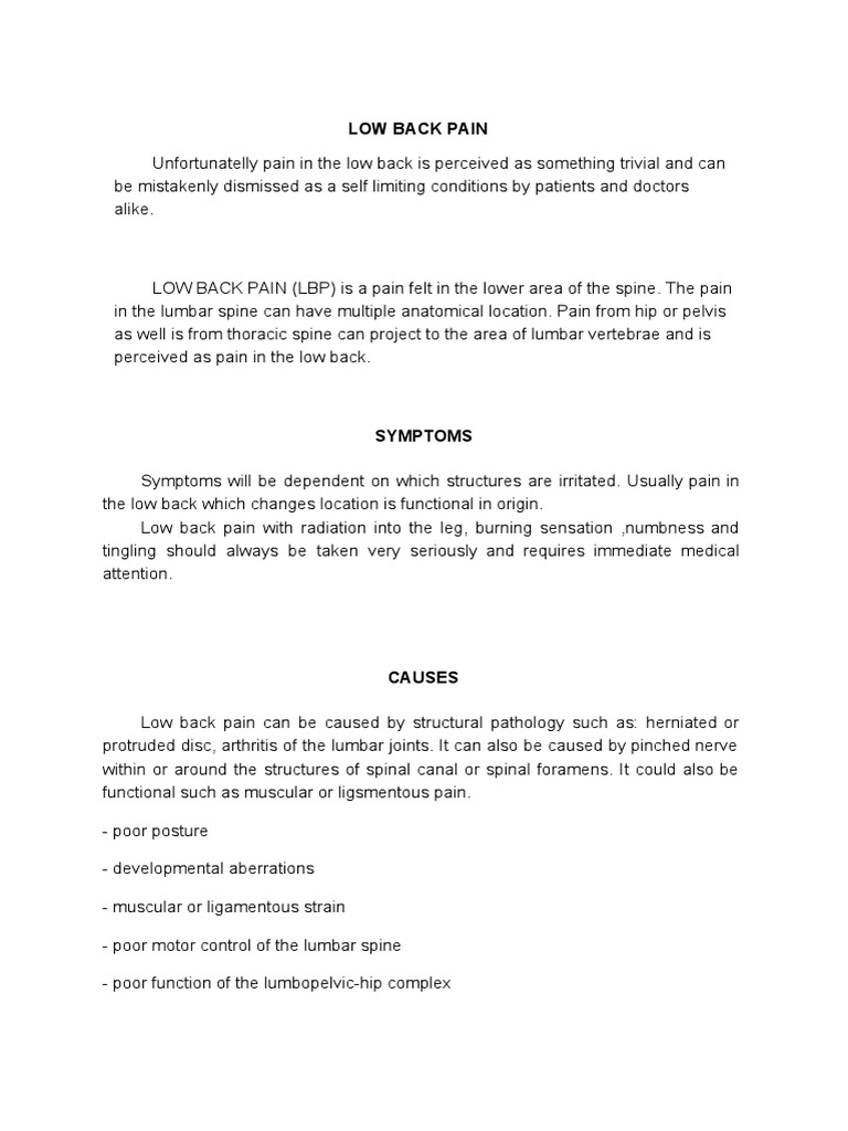 Low Back Pain | PDF | Back Pain | Low Back Pain