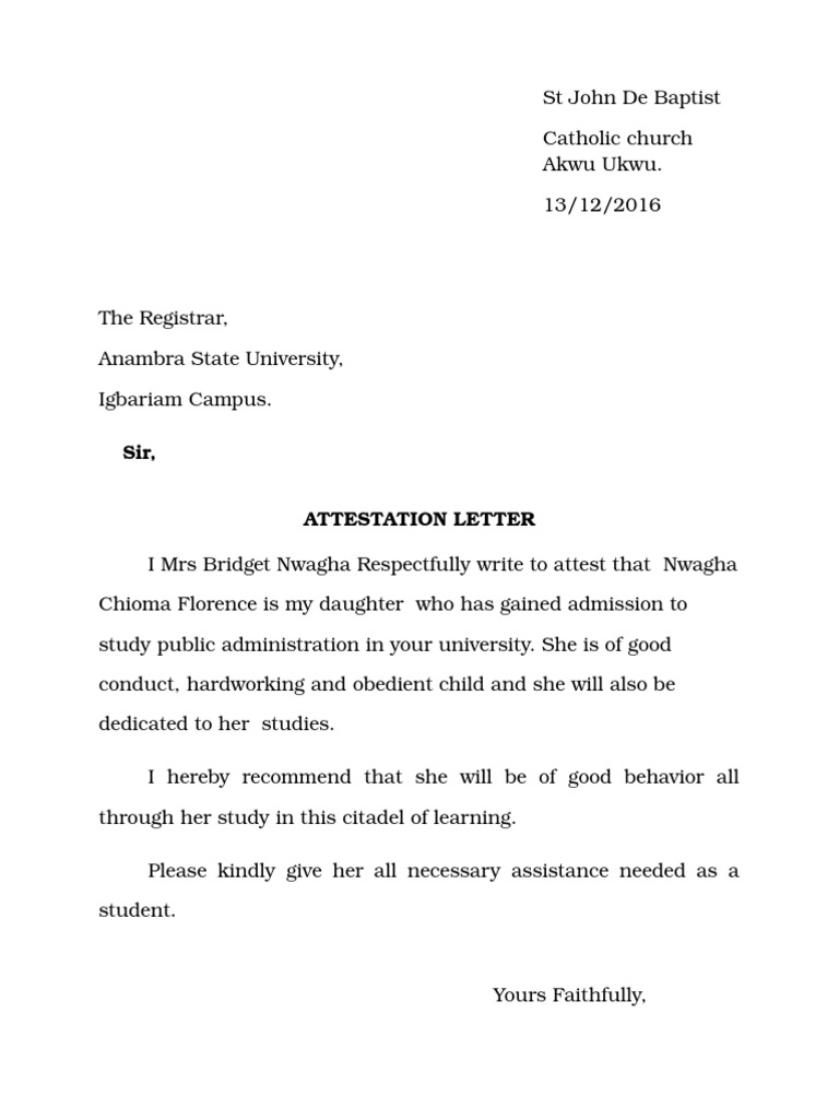 Attestation Letter | PDF | Wellness