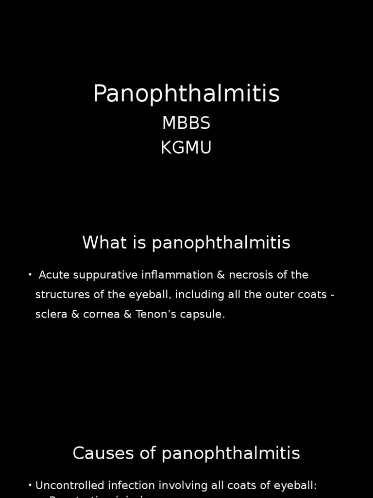 Panophthalmitis: Mbbs Kgmu | PDF | Surgery | Vision