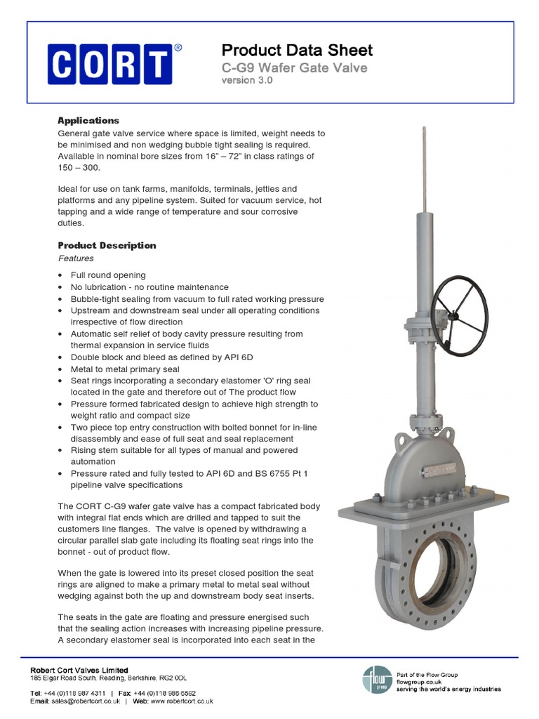 C-G9 Wafer Gate Valve Specifications | PDF | Valve | Pipe (Fluid ...