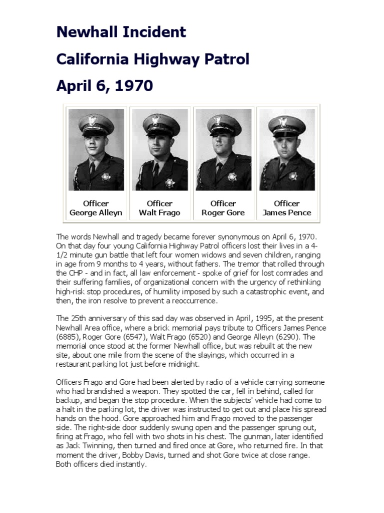 Newhall Incident: CHP Officers' Tragedy | PDF | California Highway ...