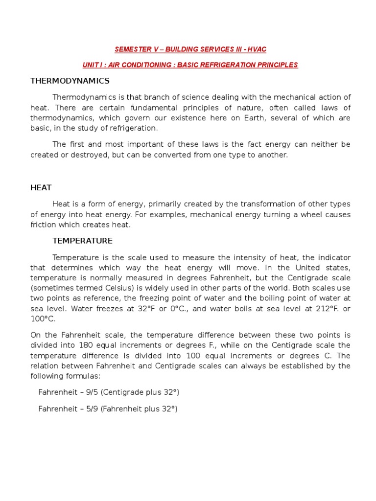 Building Services - Hvac Notes | PDF | Air Conditioning | Gas Compressor