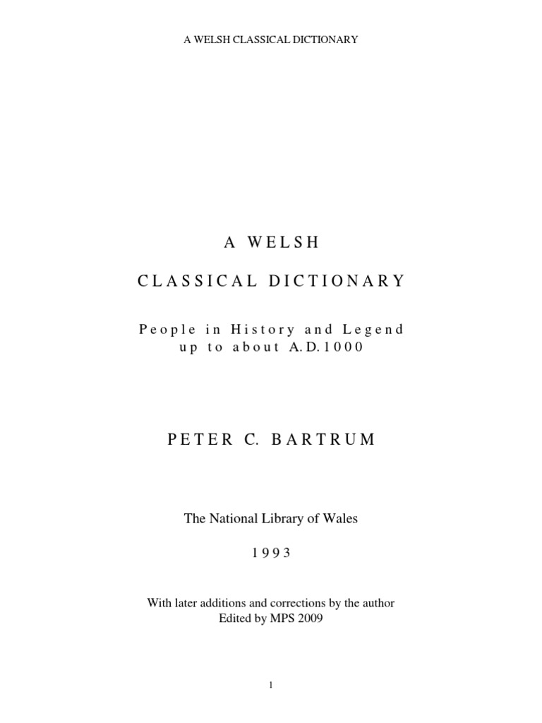 A Welsh Classical Dictionary | PDF | Celtic Britain | Wales