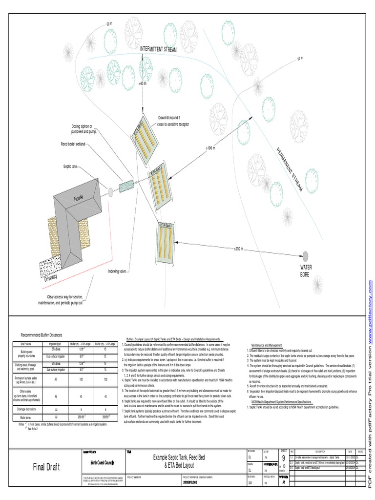 Example Design - Septic Tank Reed Bed and ETA Bed Layout | PDF | Septic ...
