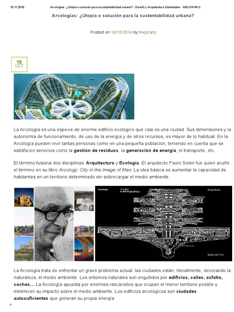 Arcologías: Solución urbana sostenible | PDF | Arquitectura sostenible ...