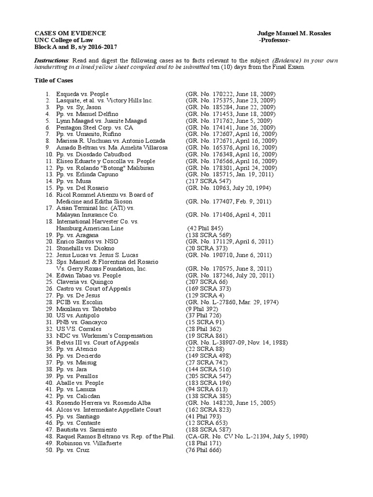 Key Evidence Cases Overview | PDF