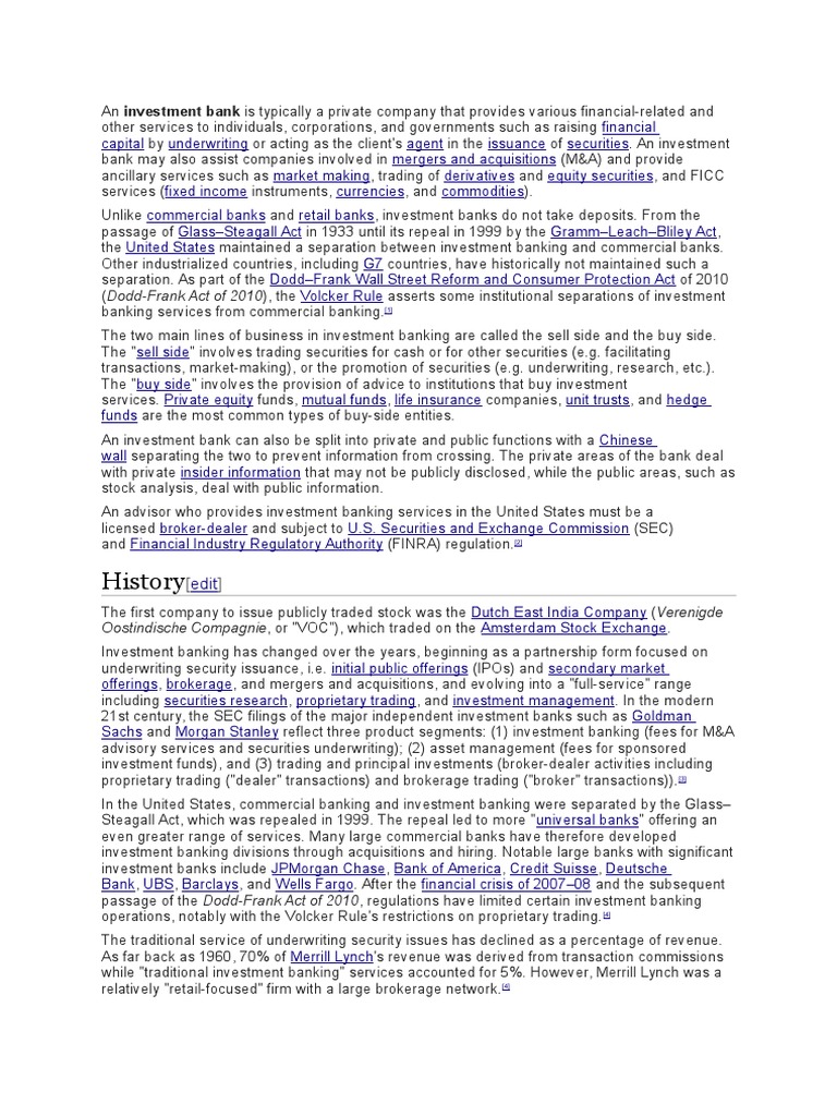 Investment Banking Pdf Investment Banking Securities Finance