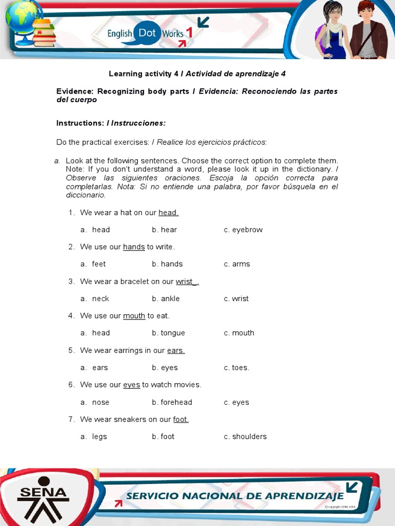 AA4-Evidence 2 Recognising Body Parts "Solucion" | PDF