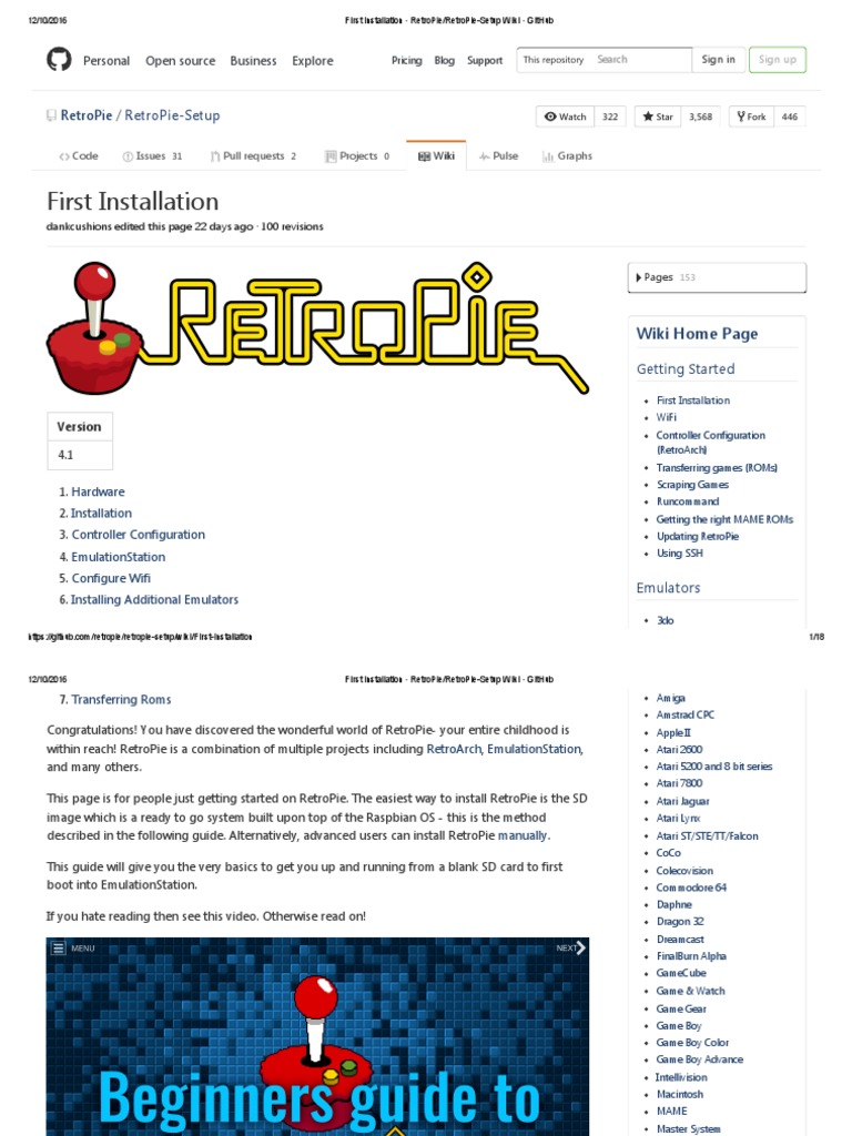 First Installation RetroPie - RetroPie-Setup Wiki GitHub PDF | PDF | Raspberry Pi | Wi Fi