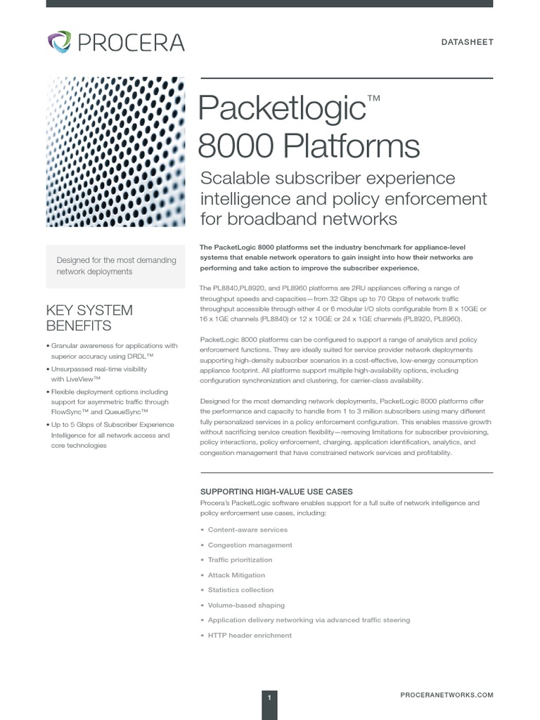 Procera DS PacketLogic8000 Platform | PDF | Network Congestion ...
