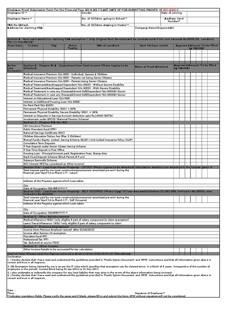 Epsf Form & Guideliness - 2016-17 | PDF | Loans | Employee Benefits