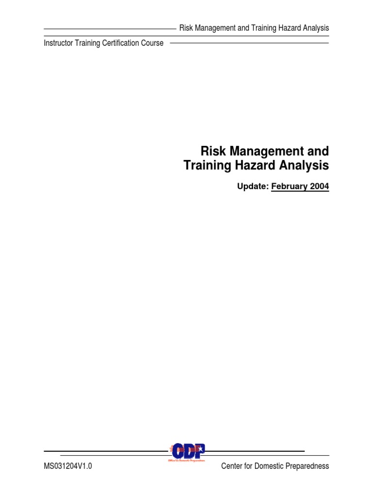 Risk Management and Training Hazard Analysis | PDF | Risk Management | Risk