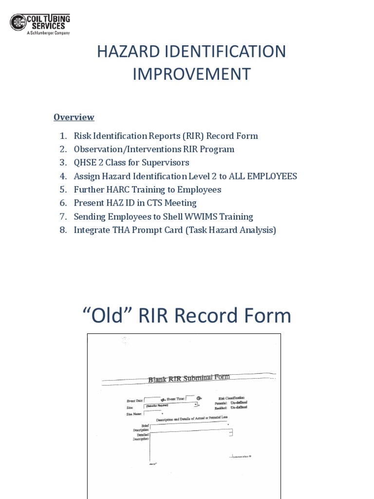 Schlumberger | Risk Management | Hazards
