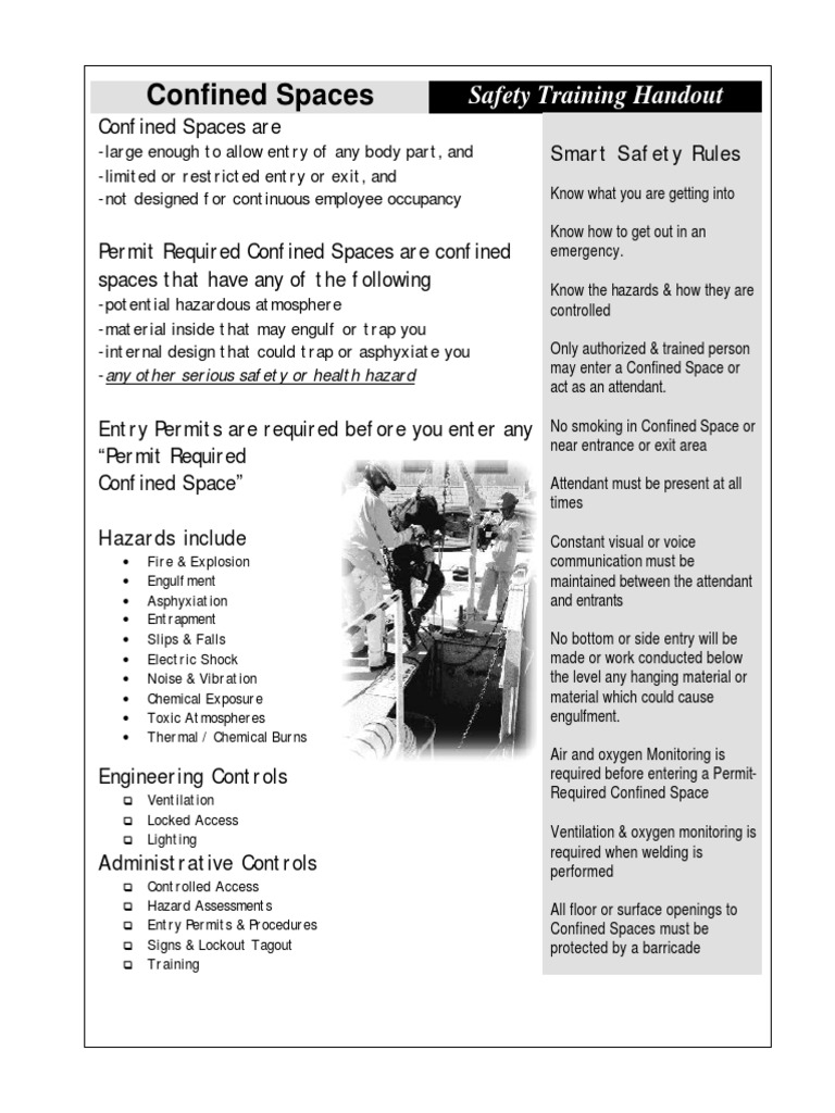 Confined Spaces: Safety Training Handout | PDF