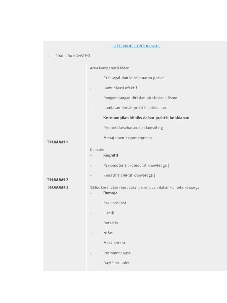 Blue Print Contoh Soal | PDF