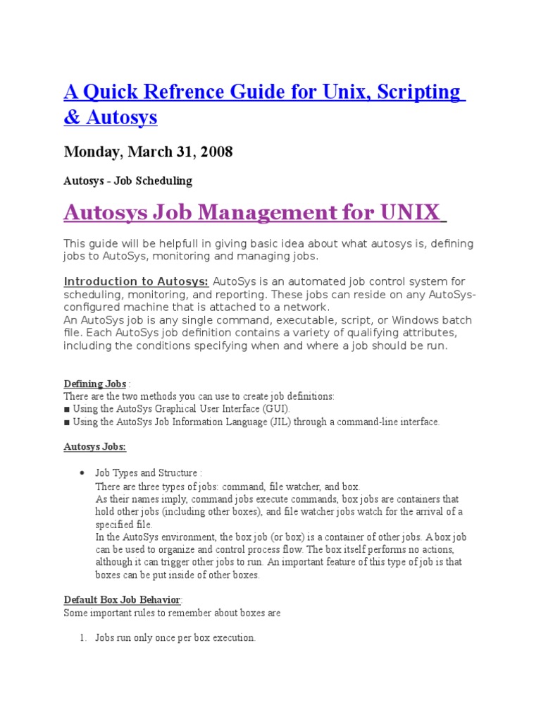 A Quick Refrence Guide For Unix, Scripting & Autosys | PDF | Command ... A Quick Refrence Guide For Unix, Scripting & Autosys | PDF | Command ...