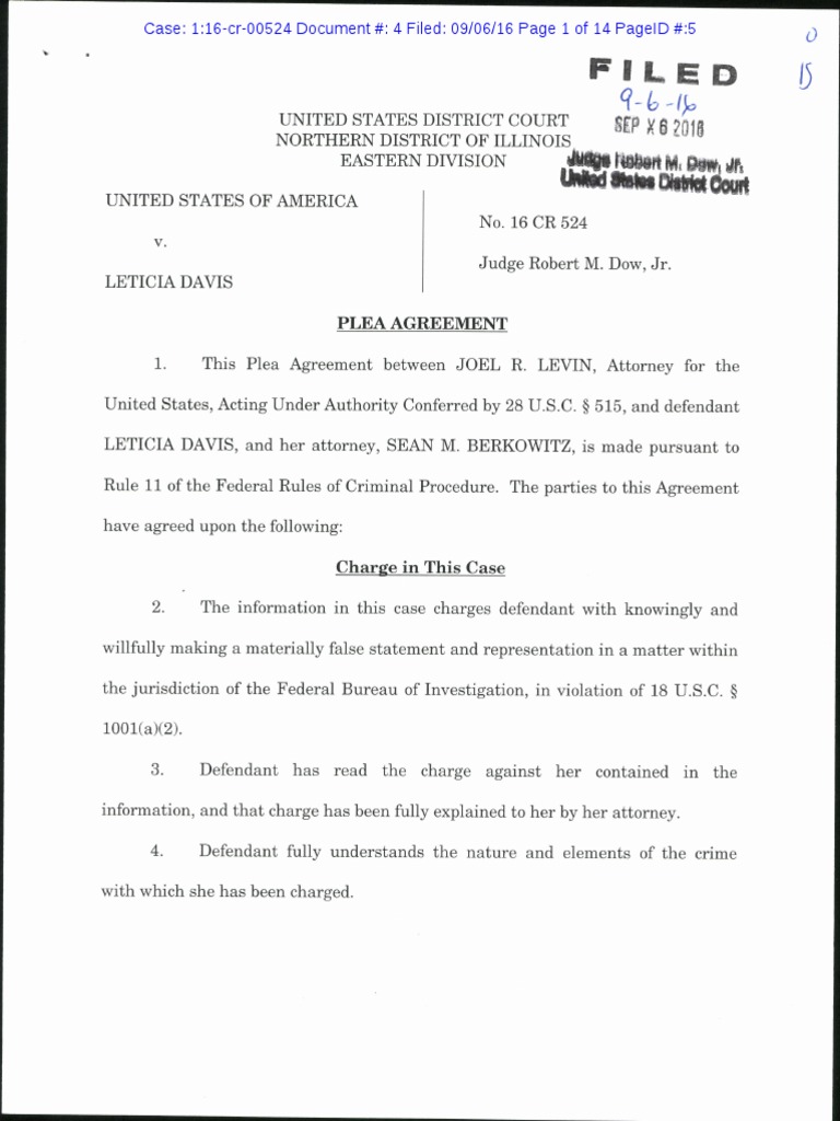 Leticia Davis Plea Agreement | PDF
