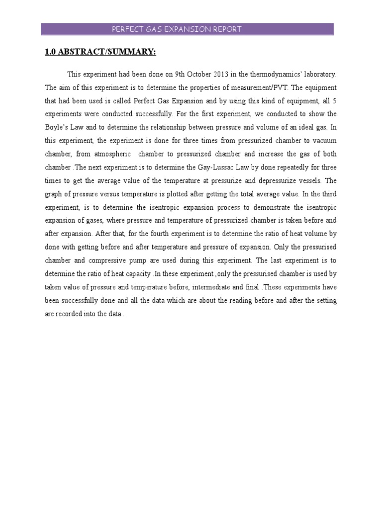 Properties Measurement PVT Lab Report Uitm | PDF | Gases | Temperature