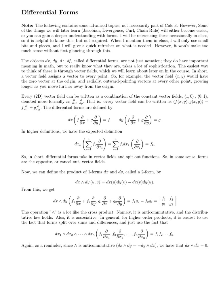 Differential Forms: X D Dy X y | PDF | Differential Form | Abstract Algebra